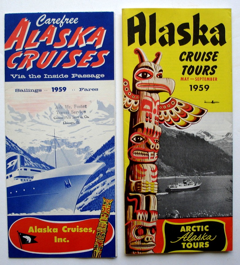 2 Alaska Cruise Tour Brochures, 1959